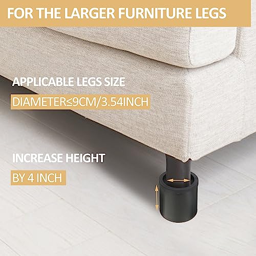 Tocawe Bed Risers 4 Inch - Heavy Duty Set of 9 Round Furniture Bed Lifts Risers Supporting 2300 lbs for Couch, Desk, and Table, Black