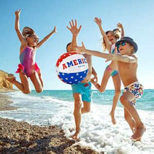 Whaline 8 Pieces Patriotic Inflatable Beach Balls 4th of July Party Favor Gifts America Stars Red Blue PVC Balls for Independence Day Beach Party Decor Supplies Water Sand Game Accessory Boys Girls