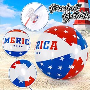 Whaline 8 Pieces Patriotic Inflatable Beach Balls 4th of July Party Favor Gifts America Stars Red Blue PVC Balls for Independence Day Beach Party Decor Supplies Water Sand Game Accessory Boys Girls