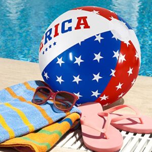 Whaline 8 Pieces Patriotic Inflatable Beach Balls 4th of July Party Favor Gifts America Stars Red Blue PVC Balls for Independence Day Beach Party Decor Supplies Water Sand Game Accessory Boys Girls