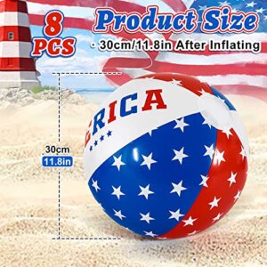 Whaline 8 Pieces Patriotic Inflatable Beach Balls 4th of July Party Favor Gifts America Stars Red Blue PVC Balls for Independence Day Beach Party Decor Supplies Water Sand Game Accessory Boys Girls