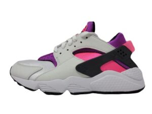 nike women's air huarache run print running shoes, white/black-hyper pink, 6.5 m us