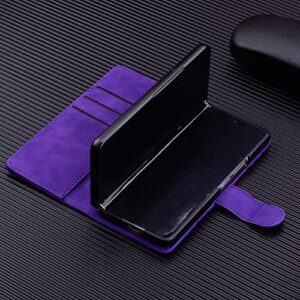 EAXER for Samsung Galaxy Z Fold 4 Case, Shockproof Wallet Pouch Cover Kickstand Credit Card Slots Case Cover (Purple)