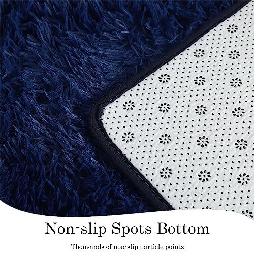 Ultra Soft Thicken Area Rugs for Bedroom Living Room Fluffy Shaggy Rug 3x5 Feet Blue Luxury Carpets for Home Decor Plush Non-Slip Area Rug for Kids Play Room Nursery