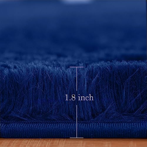 Ultra Soft Thicken Area Rugs for Bedroom Living Room Fluffy Shaggy Rug 3x5 Feet Blue Luxury Carpets for Home Decor Plush Non-Slip Area Rug for Kids Play Room Nursery