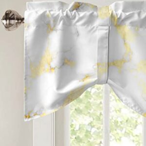 Kitchen Curtains, Marble Abstract Art White Gold Glitter Splatter Valances for Windows, Short Curtains 54x18in Bathroom Curtains Window, Kitchen Window Curtains Over Sink, Valances for Kitchen