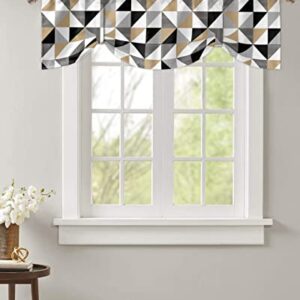 Kitchen Curtains, Simple Black and White Gold Triangle Pattern Valances for Windows, Short Curtains Rod Pocket Bathroom Curtains Window, Kitchen Window Curtains Over Sink, 54x18in Valances for Kitchen