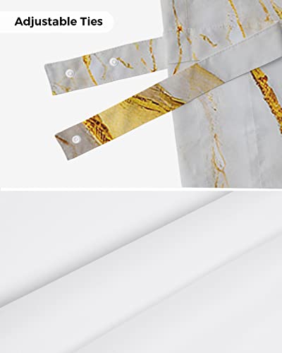 Yun Nist Tie Up Curtain Valance for Kitchen,Abstract White Marble Gold Stripe Window Valances Adjustable Tie-up Shade Valance,Modern Geometry Art Rod Pocket Short Curtains for Bathroom 42x12in