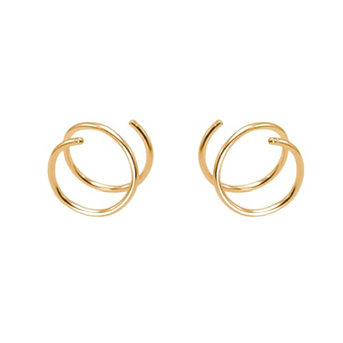 14K Gold Filled Double Hoop Twist Earrings for Single Piercing. Tiny Spiral Huggie Hoop Illusion Earrings for Women. Double Hoop Nose or Helix Ring.