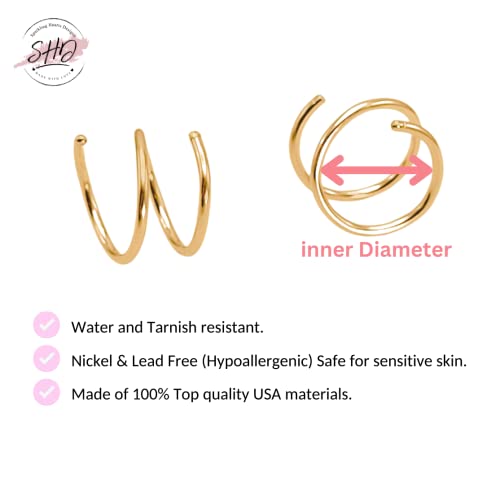 14K Gold Filled Double Hoop Twist Earrings for Single Piercing. Tiny Spiral Huggie Hoop Illusion Earrings for Women. Double Hoop Nose or Helix Ring.