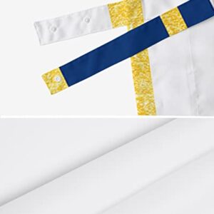 Blue White Block and Gold Yellow Lines Tie Up Valance Curtain for Kitchen-Small Window Shade Valances Adjustable Rod Pocket Windows Treatment for Bathroom Decor Modern Minimalist Art,1 Panel 42x12in