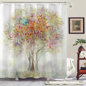 Kanuyee Colorful Tree Shower Curtain Shower Fabric Shower Curtain Flowers Shower Curtain (Colorful, 72x72inches)