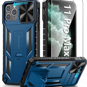 FNTCASE for iPhone 11 Pro-Max Case: Military Grade Drop & Shock Protection Cell Phone Cover with Kickstand & Slide | Rugged Protective Bumper Textured | Heavy Duty Protector(Blue)