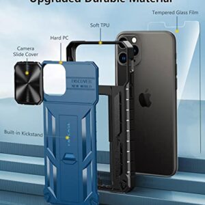 FNTCASE for iPhone 11 Pro-Max Case: Military Grade Drop & Shock Protection Cell Phone Cover with Kickstand & Slide | Rugged Protective Bumper Textured | Heavy Duty Protector(Blue)