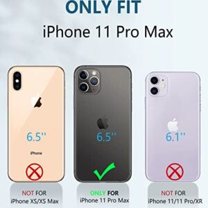 FNTCASE for iPhone 11 Pro-Max Case: Military Grade Drop & Shock Protection Cell Phone Cover with Kickstand & Slide | Rugged Protective Bumper Textured | Heavy Duty Protector(Blue)