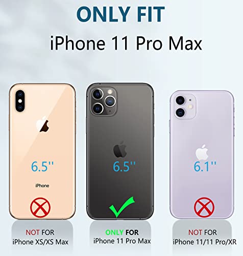 FNTCASE for iPhone 11 Pro-Max Case: Military Grade Drop & Shock Protection Cell Phone Cover with Kickstand & Slide | Rugged Protective Bumper Textured | Heavy Duty Protector(Blue)