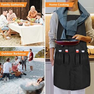 HODRANT Large BBQ Grilling Apron, Cooking Apron for Men with Pockets & Slit Hem, Kitchen Apron with Adjustable Neck Strap for Men & Women, Work Apron for Chef, Barber, Painter, Carpenter, Apron Only