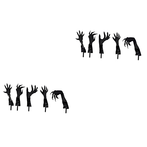 BESTOYARD 10 Pcs Halloween Plug Metal Trim Outdoor Stakes Metal Screen Creepy Hand Silhouette Halloween Decorations Halloween Black Hands Signs Halloween Inserted Adorns Yard Ghost Decors