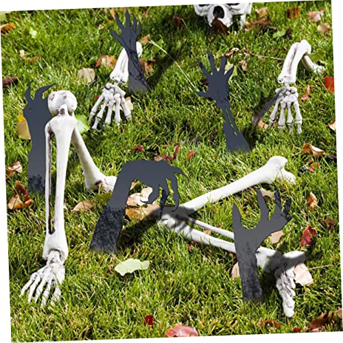 BESTOYARD 10 Pcs Halloween Plug Metal Trim Outdoor Stakes Metal Screen Creepy Hand Silhouette Halloween Decorations Halloween Black Hands Signs Halloween Inserted Adorns Yard Ghost Decors