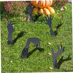 BESTOYARD 10 Pcs Halloween Plug Metal Trim Outdoor Stakes Metal Screen Creepy Hand Silhouette Halloween Decorations Halloween Black Hands Signs Halloween Inserted Adorns Yard Ghost Decors