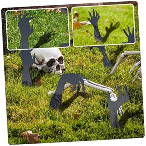 BESTOYARD 10 Pcs Halloween Plug Metal Trim Outdoor Stakes Metal Screen Creepy Hand Silhouette Halloween Decorations Halloween Black Hands Signs Halloween Inserted Adorns Yard Ghost Decors