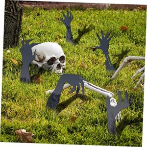 BESTOYARD 10 Pcs Halloween Plug Metal Trim Outdoor Stakes Metal Screen Creepy Hand Silhouette Halloween Decorations Halloween Black Hands Signs Halloween Inserted Adorns Yard Ghost Decors