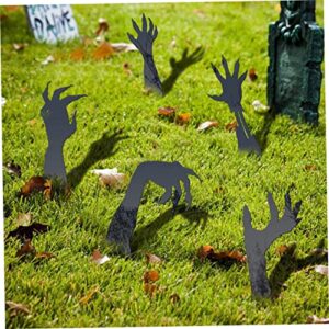 BESTOYARD 10 Pcs Halloween Plug Metal Trim Outdoor Stakes Metal Screen Creepy Hand Silhouette Halloween Decorations Halloween Black Hands Signs Halloween Inserted Adorns Yard Ghost Decors