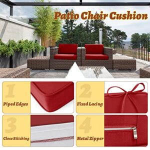 Focuprodu Outdoor Chair Cushions, 19x19 Inchs Outdoor Chair Cushions Set of 2, Comfortable Outdoor Furniture Patio Chair Cushion, Chair Cushion for Indoor/Outdoor use (19x19, Red)