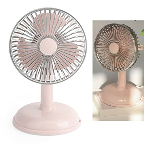 CHICIRIS Vintage Desk Fan, Detachable Retro Vintage Electric Fan USB Charging Metal for Students for Classroom (Light Pink)