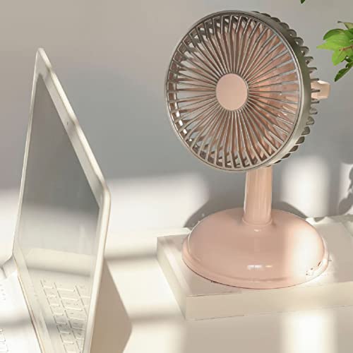 CHICIRIS Vintage Desk Fan, Detachable Retro Vintage Electric Fan USB Charging Metal for Students for Classroom (Light Pink)