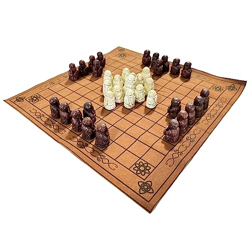 Viking Chess Board Game Tridimensional Chess Set Travel Games Intelligence Tabletop Game (Wooden Box)