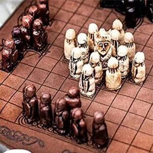 Viking Chess Board Game Tridimensional Chess Set Travel Games Intelligence Tabletop Game (Wooden Box)