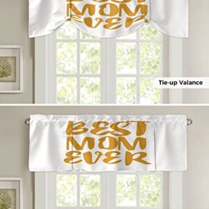 Funnywall88 Tie Up Curtain Valance for Living Room,Gold Best Mom Ever White Background Valance for Kitchen Window Valance Adjustable Tie-up Valance 18 Inch Rod Pocket 1 Panel