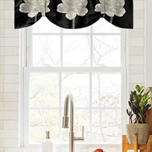 Meet 1998 Tie Up Valance 12 Inches Long Abstract White Gold Flower Adjustable Top Shade Valance for Kitchen Window Treatments Rod Pocket Short Valances for Living Room Kids Room 42x12 1 Panel