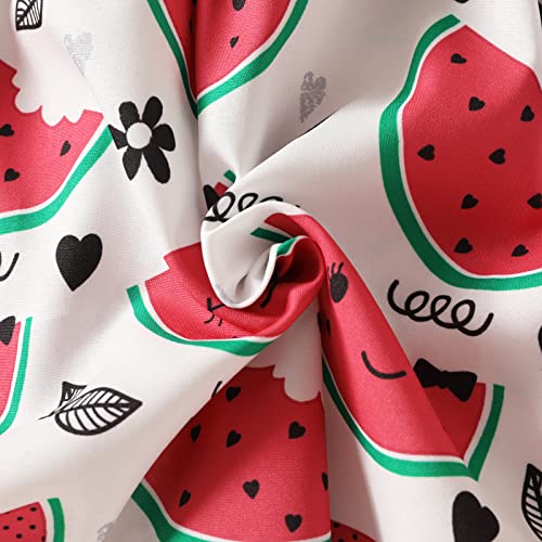 Amberetech Toddler Baby Girls Summer Dress Pink Watermelon Printed Skirt Ruffle Sling Floral Princess Sundress (18-24 Months)