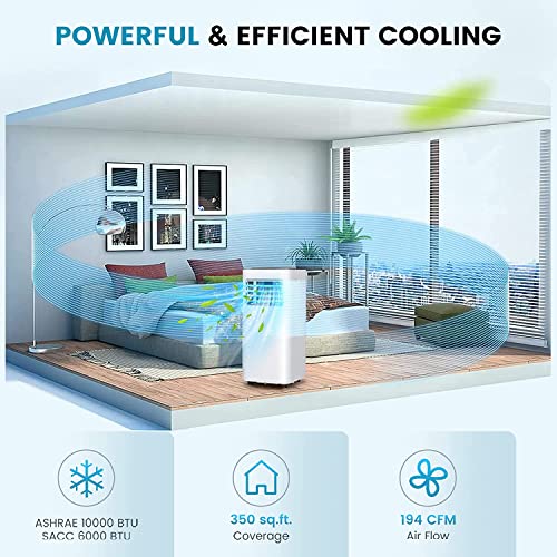 PETSITE 10000 BTU Portable Air Conditioner, 3 in 1 AC Cooling Unit with Remote Control, Dehumidifier, Sleep Mode, Window Kit, Stand up AC Unit for Bedroom Cools up to 350 Sq.Ft