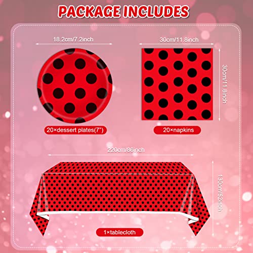 41PCS Red and Black Birthday Party Decorations Bug Party Decorations Red and Black Birthday Party Tableware Set Red Black Party Paper Plates Napkins Tablecloth For Boys Girls Baby Shower Party Supplies