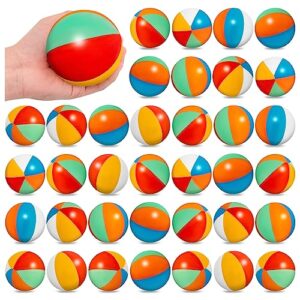 clesdf mini beach stress balls for kids, 36pcs rainbow relief stress foam balls, swimming pool game toy sports balls for hawaiian beach birthday party favor supplies…