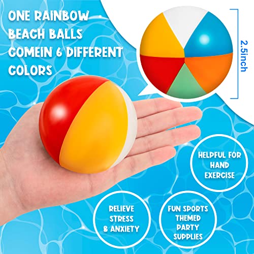 CLESDF Mini Beach Stress Balls for Kids, 36Pcs Rainbow Relief Stress Foam Balls, Swimming Pool Game Toy Sports Balls for Hawaiian Beach Birthday Party Favor Supplies…