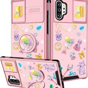 oqpa for Samsung Galaxy Note 10 Plus Phone Case Cute Cartoon Case for Galaxy Note 10 Plus for Women Girly Kawaii Funny Cover with Camera Cover+Ring Holder for Note 10+ Plus, Moon Cat