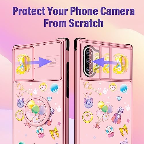 oqpa for Samsung Galaxy Note 10 Plus Phone Case Cute Cartoon Case for Galaxy Note 10 Plus for Women Girly Kawaii Funny Cover with Camera Cover+Ring Holder for Note 10+ Plus, Moon Cat