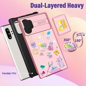 oqpa for Samsung Galaxy Note 10 Plus Phone Case Cute Cartoon Case for Galaxy Note 10 Plus for Women Girly Kawaii Funny Cover with Camera Cover+Ring Holder for Note 10+ Plus, Moon Cat