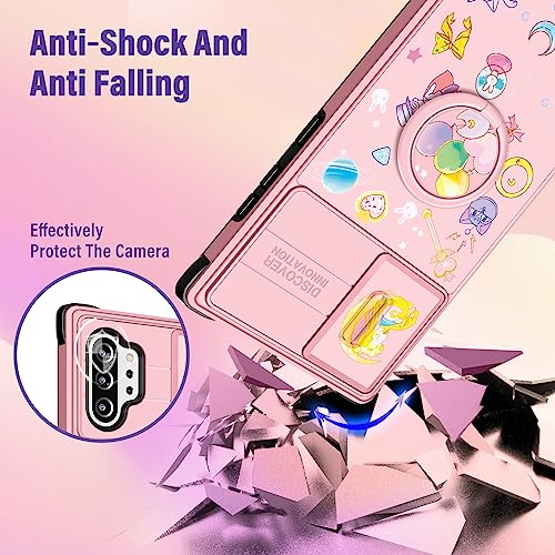 oqpa for Samsung Galaxy Note 10 Plus Phone Case Cute Cartoon Case for Galaxy Note 10 Plus for Women Girly Kawaii Funny Cover with Camera Cover+Ring Holder for Note 10+ Plus, Moon Cat