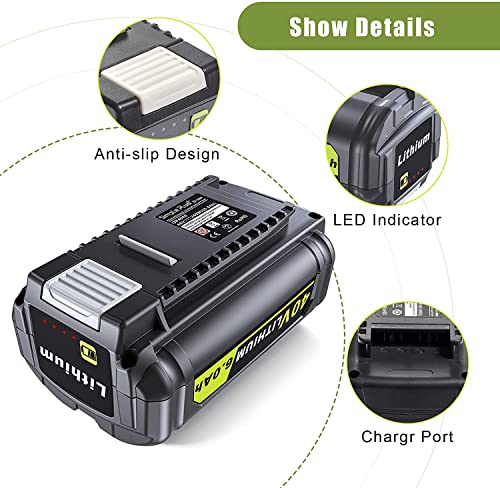 Simple Plus+ Replace for Ryobi 40V 6.0Ah Battery OP4060 OP4040, Compatible with Ryobi 40V Collection Cordless Tools Replace for OP4040 OP4026 OP4030 OP4050 OP4060A, Fit for All Ryobi 40V HP Series