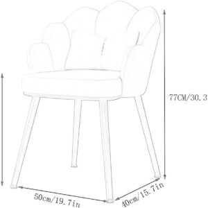 SJIALEN Dining Chairs Set of 2,Modern with Metal Chair Legs Bedroom Marriage Room Balcony Sofa Chair Dressing Table Makeup Chair Kitchen Chair (Color : White, Size : 77 * 50 * 40cm)