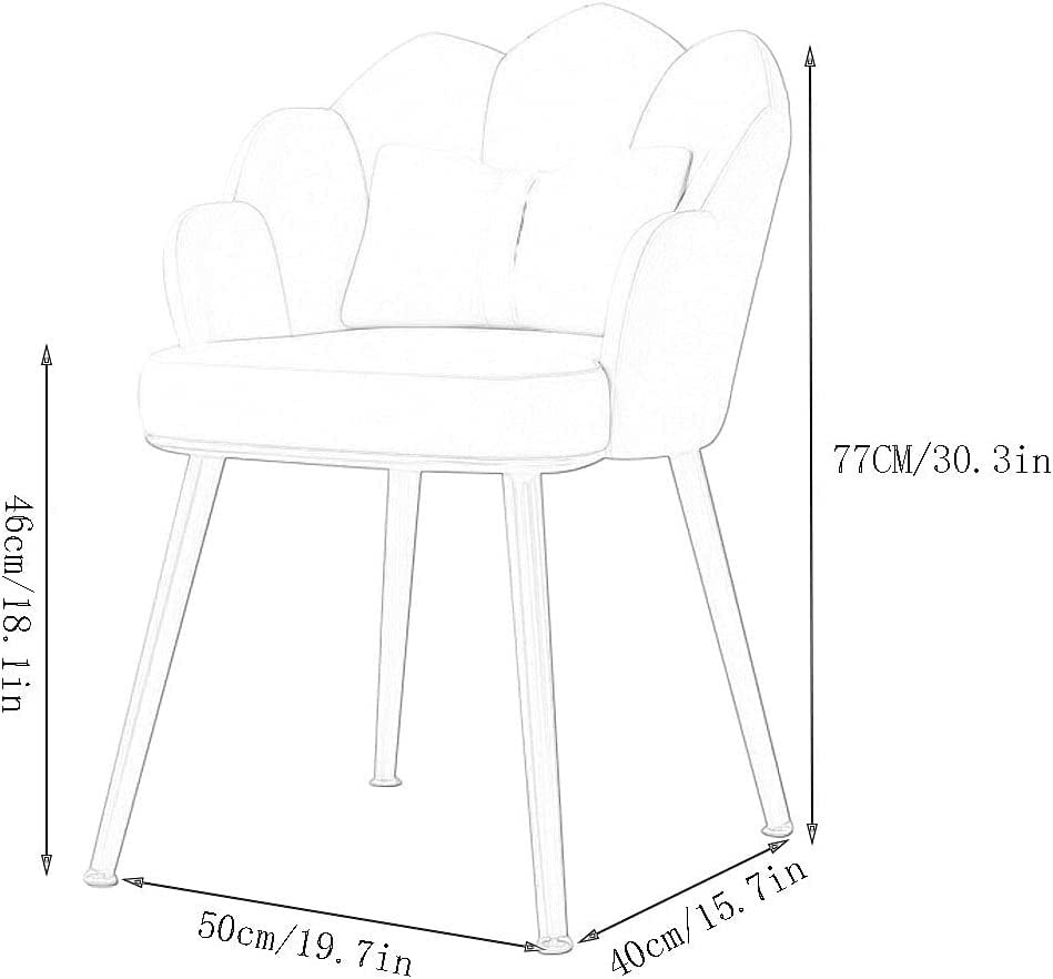 SJIALEN Dining Chairs Set of 2,Modern with Metal Chair Legs Bedroom Marriage Room Balcony Sofa Chair Dressing Table Makeup Chair Kitchen Chair (Color : White, Size : 77 * 50 * 40cm)