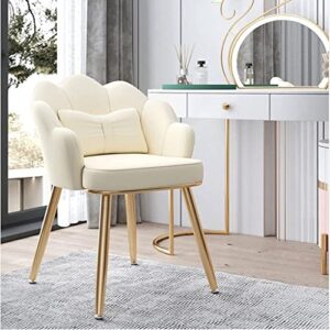 SJIALEN Dining Chairs Set of 2,Modern with Metal Chair Legs Bedroom Marriage Room Balcony Sofa Chair Dressing Table Makeup Chair Kitchen Chair (Color : White, Size : 77 * 50 * 40cm)