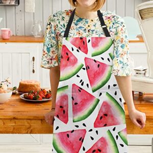 Tavisto Red Pink Watermelon Kitchen Chef Apron with Pockets, Cute Waist Apron with Adjustable Neck for Men Women Suitable for Home Kitchen Cooking Waitress Gardening Grill Bib Apron