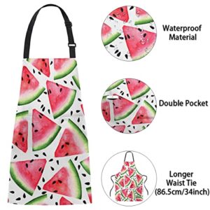 Tavisto Red Pink Watermelon Kitchen Chef Apron with Pockets, Cute Waist Apron with Adjustable Neck for Men Women Suitable for Home Kitchen Cooking Waitress Gardening Grill Bib Apron