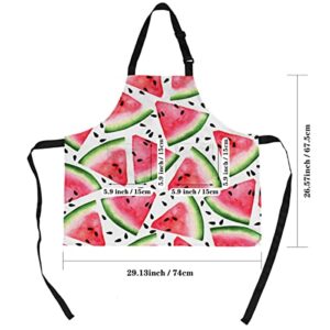 Tavisto Red Pink Watermelon Kitchen Chef Apron with Pockets, Cute Waist Apron with Adjustable Neck for Men Women Suitable for Home Kitchen Cooking Waitress Gardening Grill Bib Apron